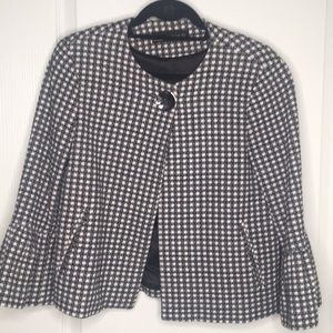 Zara | Jackets & Coats | Zara Checked Blazer With Ruffles On Sleeves ...